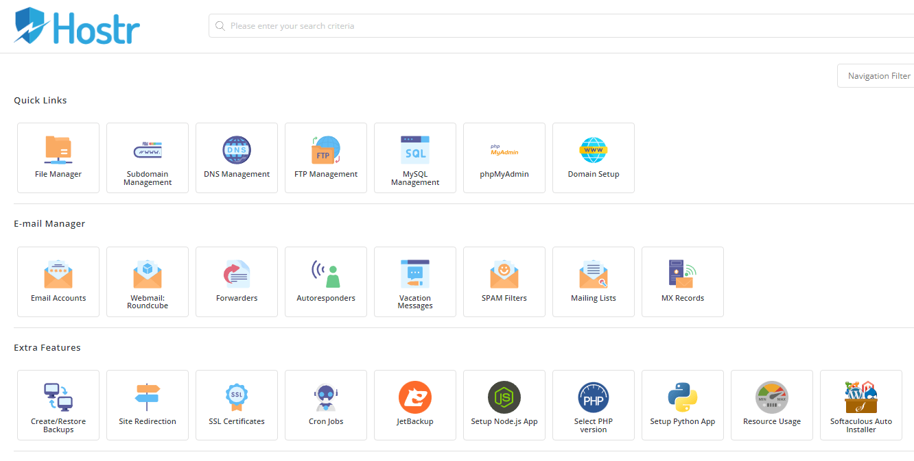 Control Panel overview - Hostr